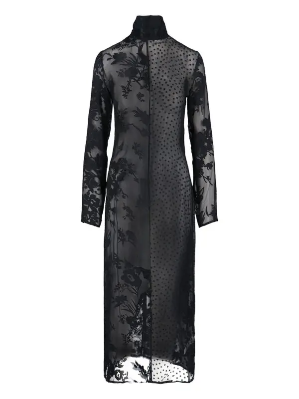 MARINE SERRE Sheer High-neck Maxi Dress - Black
