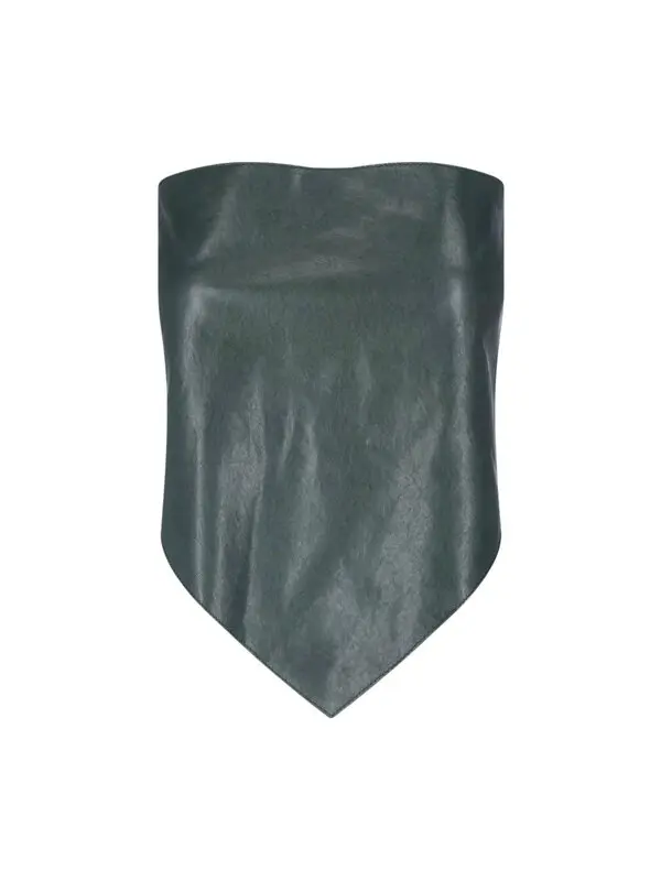 Paloma Wool 100% Leather V-neck Top - Green