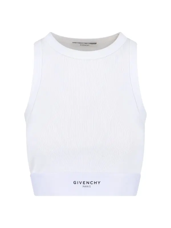 Givenchy Cotton Crop Top With Rubber Band Detail - White