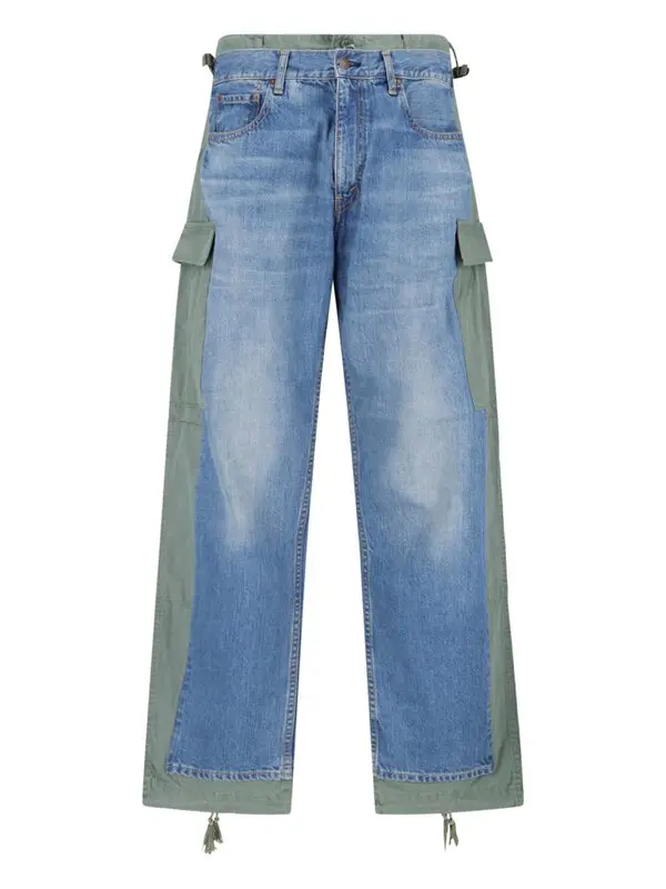 Junya Watanabe Paneled Denim Cargo Jeans - Blue