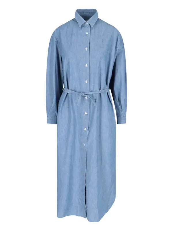 FINAMORE 1925 Long Sleeve Shirt Dress With Tie Waist