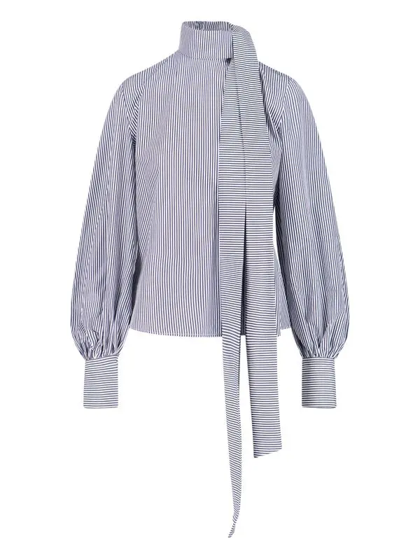 FINAMORE 1925 100% Cotton Striped Button-down Shirt - Blue