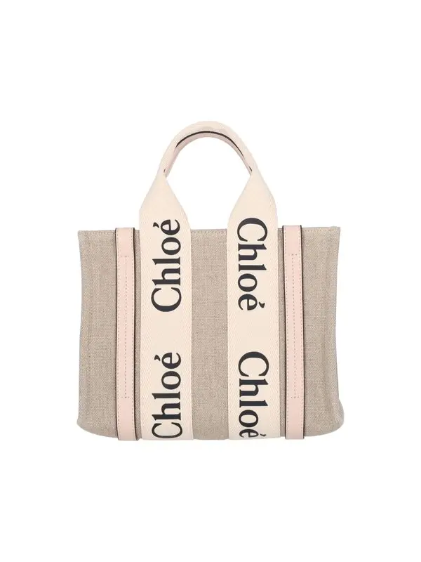 Chloé Linen And Calf Leather Mini Bag - Pink