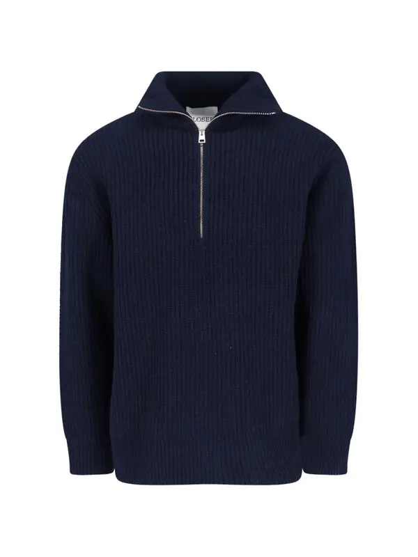 Closed Zip-up 100% Wool Sweater - Blue