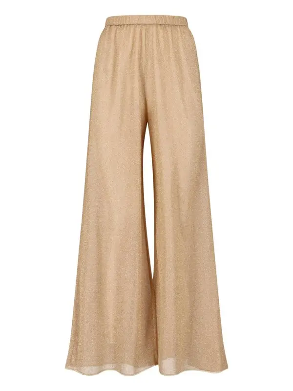 Oseree High-waist Wide-leg Metallic Pants - Golden