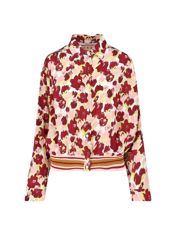 Marni Floral Print Cropped Button-up Shirt
