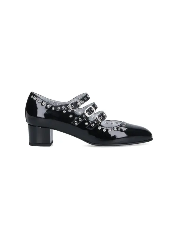 CAREL Studded Buckle Strap Block Heel Pumps