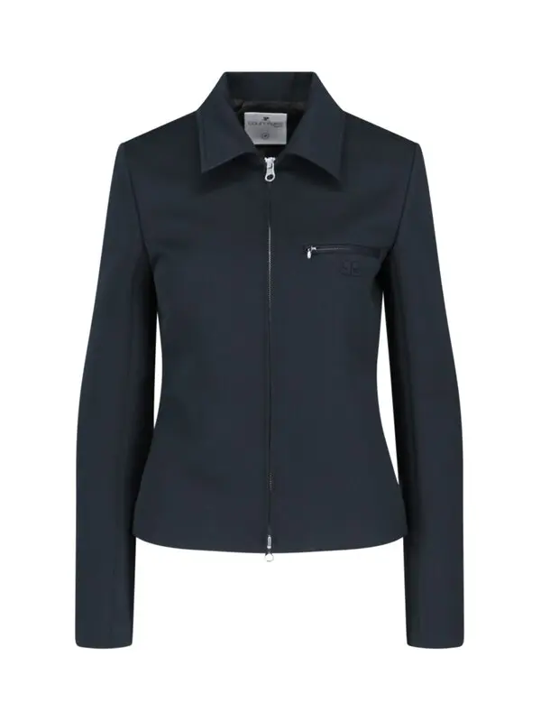 COURREGES Sleek Tailored Polyester-blend Jacket With Cupro Lining