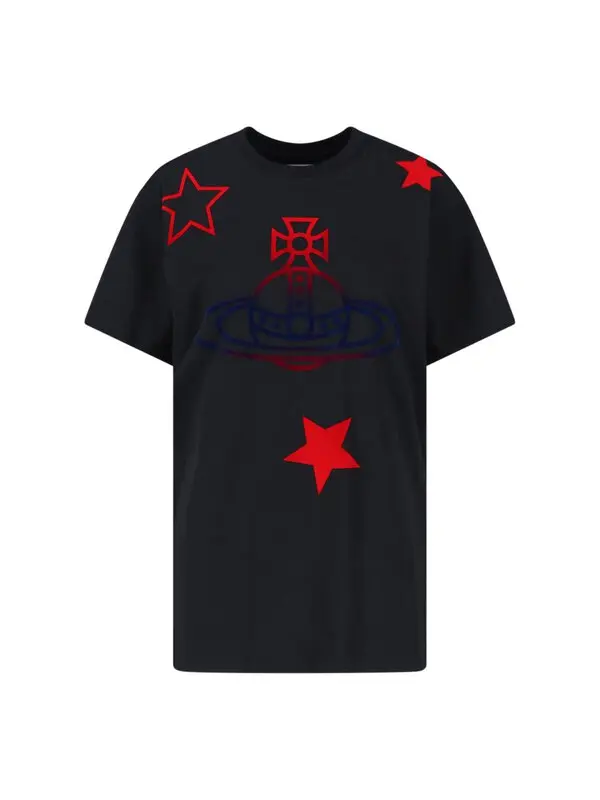 VIVIENNE WESTWOOD Organic Cotton T-shirt With Orb Logo - Black