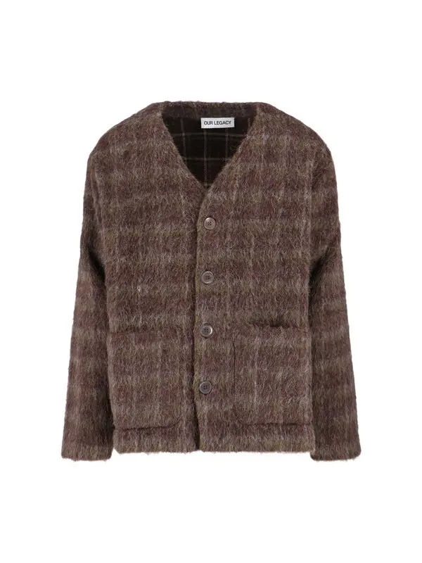 Our Legacy Fuzzy Wool Button Cardigan Jacket - Brown