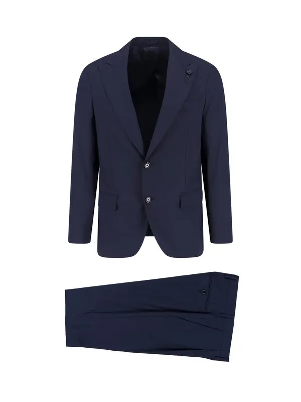 LARDINI Wool-blend Stretch Dress Pants - Blue