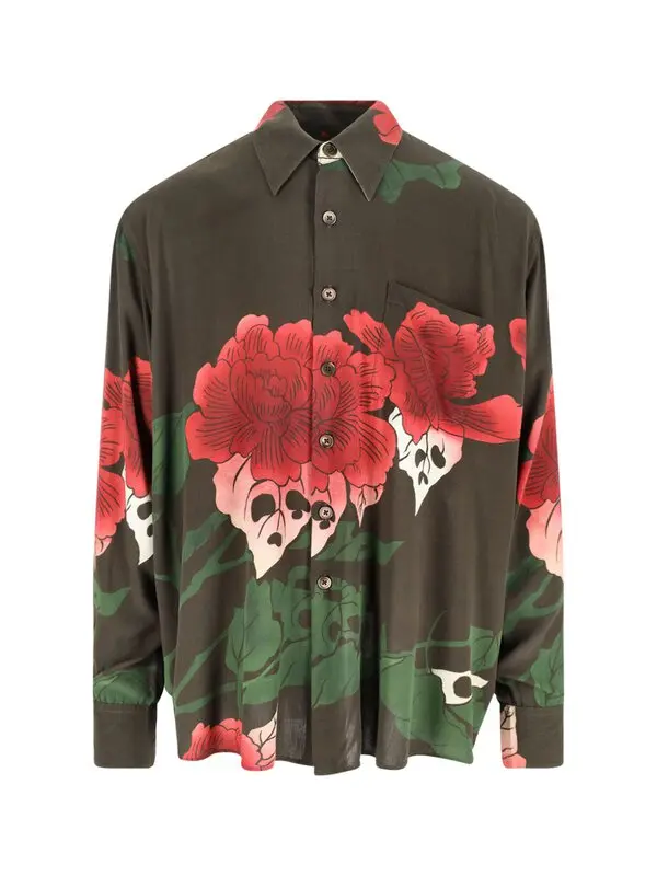 Our Legacy Rayon Graphic Print Shirt With Mother-of-pearl Buttons - Multicolour