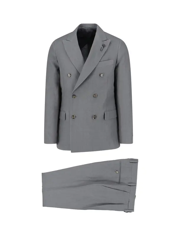 LARDINI Tailored Double-breasted Suit - Grey