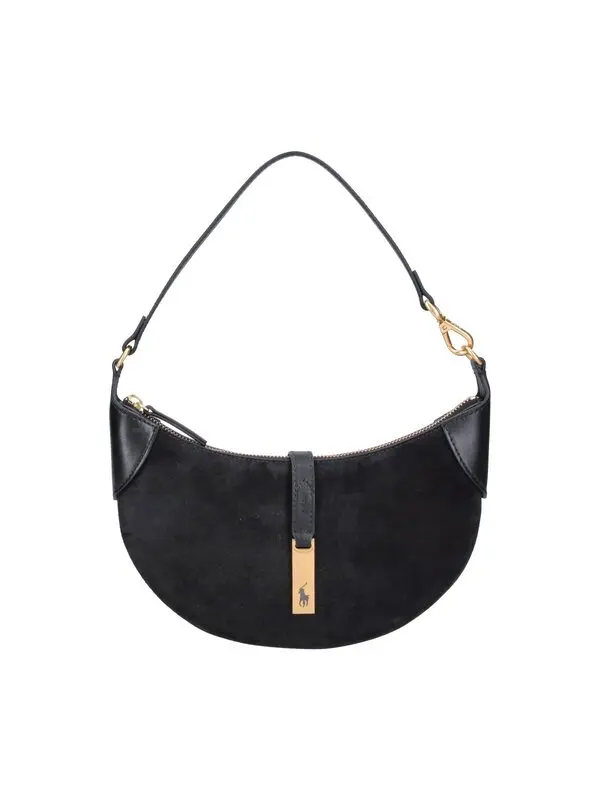 Polo Ralph Lauren Polished Cow Leather Shoulder Bag - Black