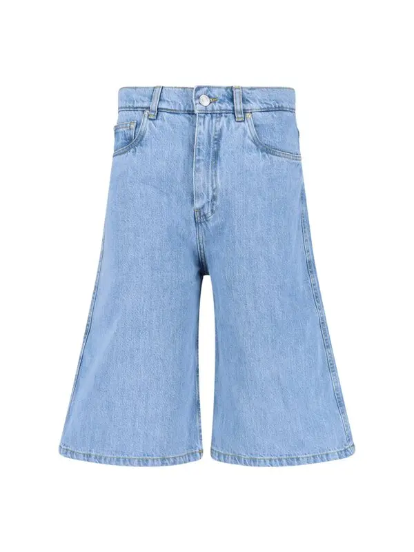 Coperni High-waist Wide-leg Denim Culotte Shorts