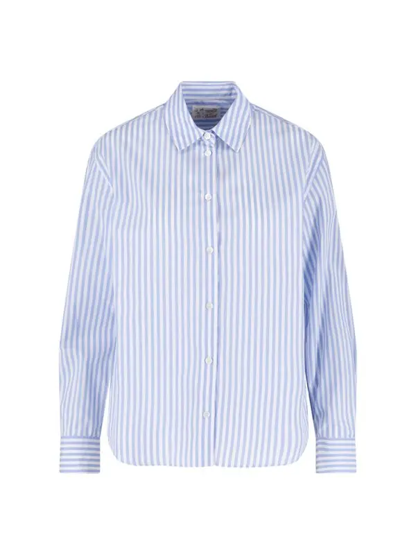 MC2 SAINT BARTH Striped Button-up Shirt - Light Blue