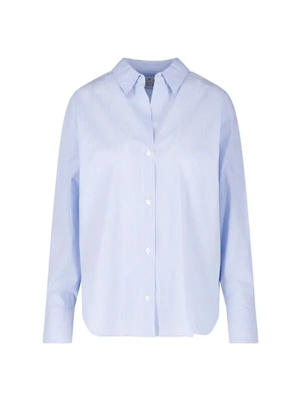 MC2 SAINT BARTH Striped Button-up Shirt - Light Blue
