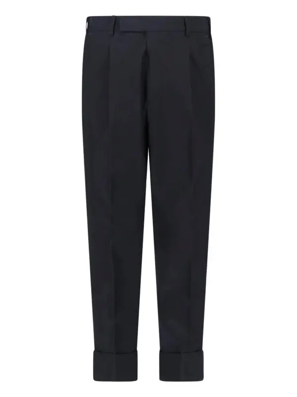 PT TORINO Tailored Trousers In Cotton-virgin Wool Blend - Black