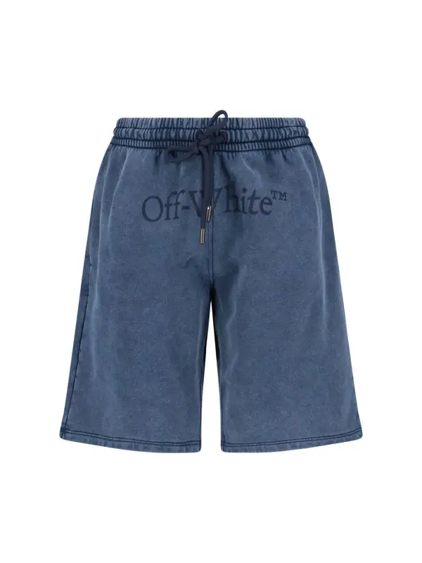 Off-White Cotton Drawstring Cargo Shorts