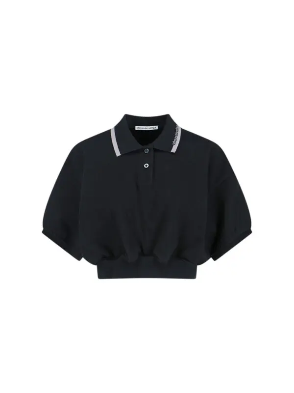 Alexander Wang Cotton Polo Shirt With Contrast Trim - Black