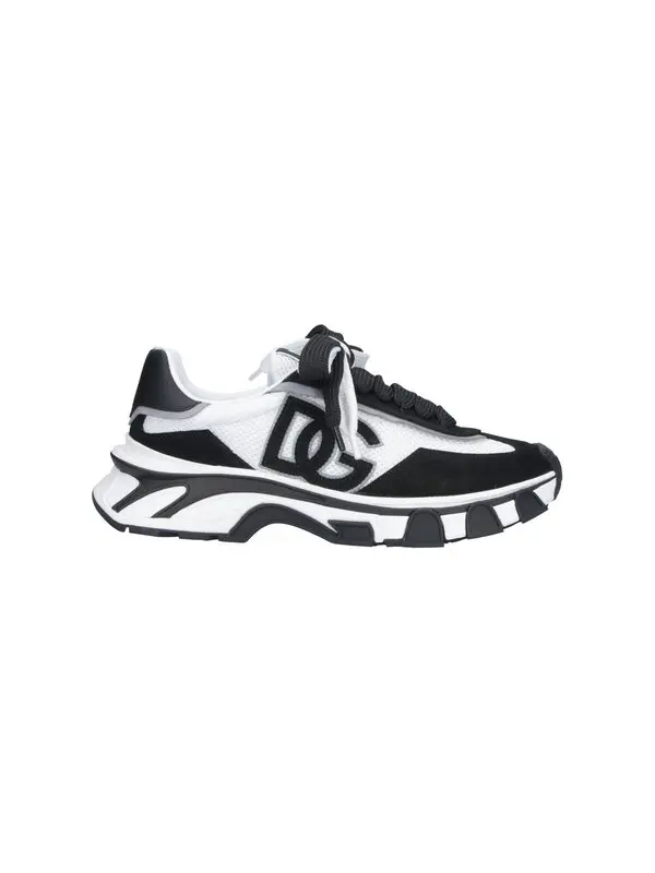 Dolce & Gabbana Light Leather-trimmed Sneakers - White