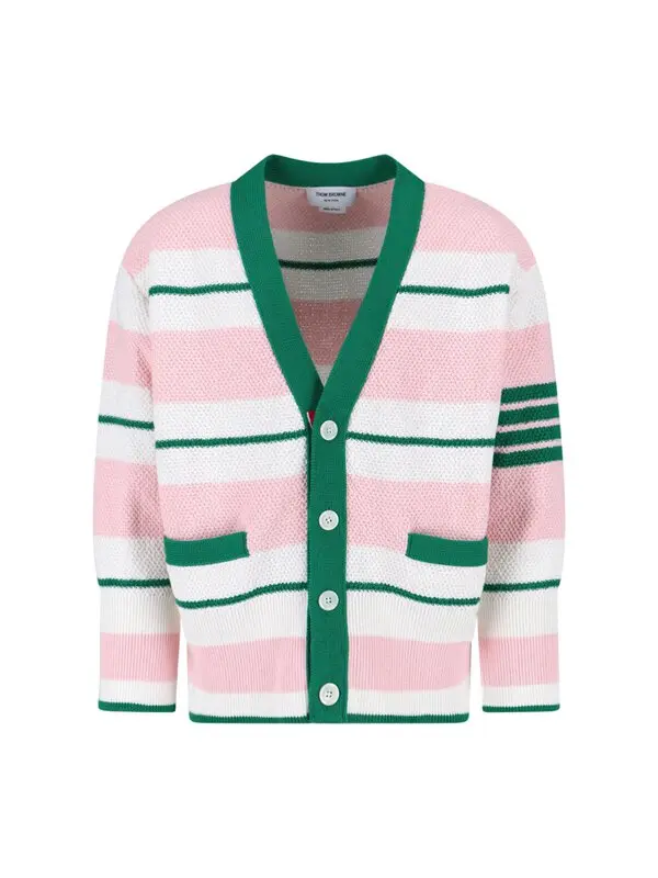 Thom Browne Striped Cotton Cardigan - Pink