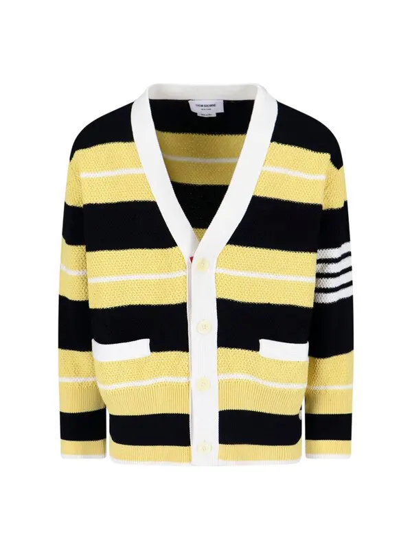 Thom Browne Striped Cotton Cardigan - Yellow