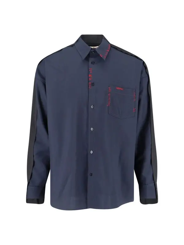 Marni Long-sleeve Button-up Shirt With Contrast Sleeves