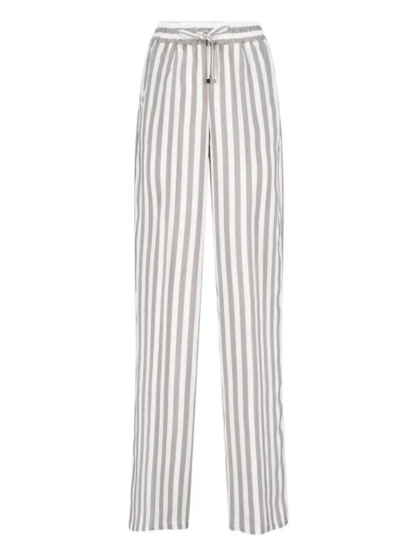 Kiton 100% Silk Striped Tailored Trousers - Beige