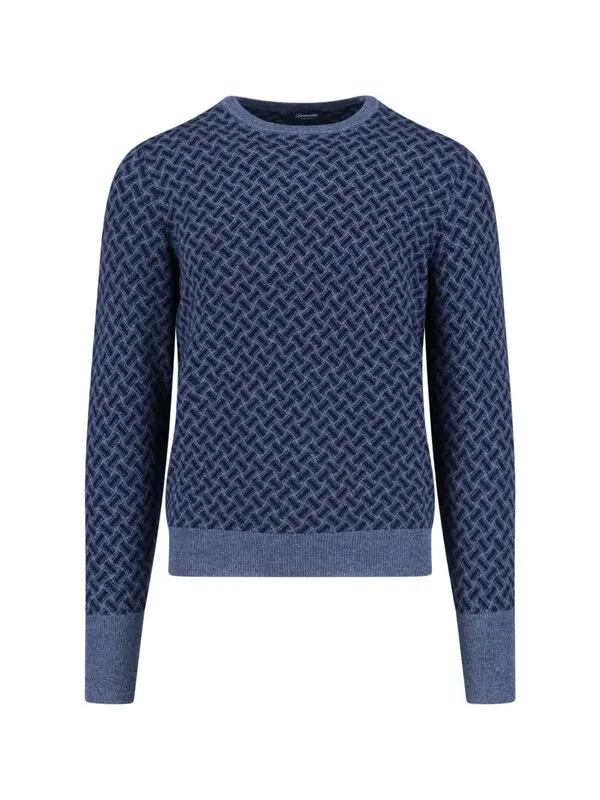 DRUMOHR Geometric Print Crewneck Sweater - Blue