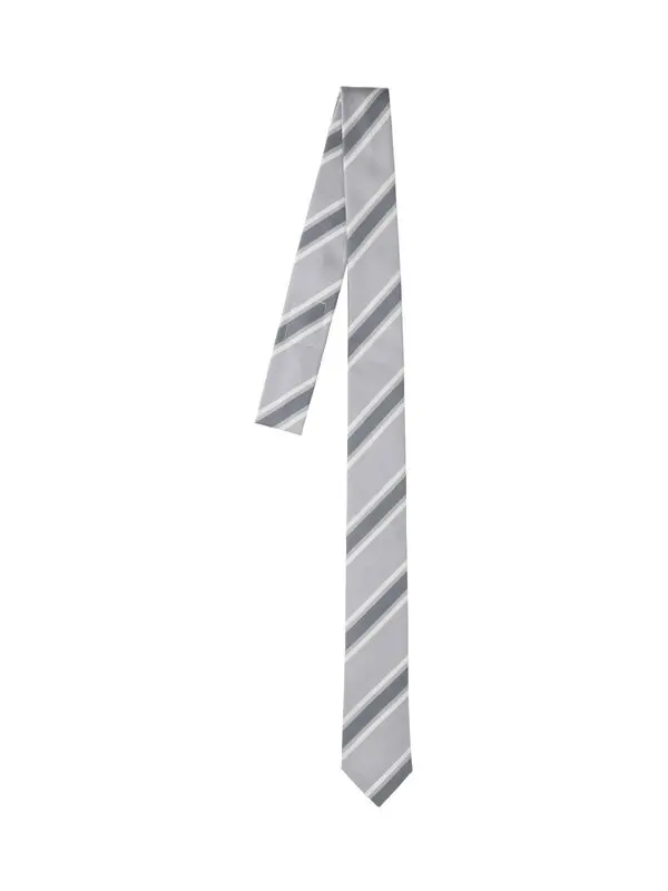Thom Browne Silk-cotton Striped Neck Tie - Grey