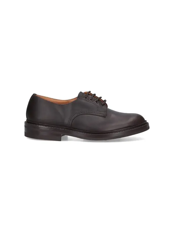 TRICKER'S Leather Plain-toe Derby Shoes - Brown