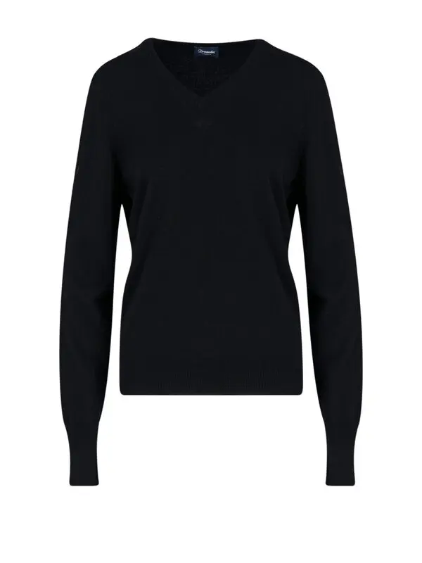 DRUMOHR 100% Cashmere V-neck Sweater - Black