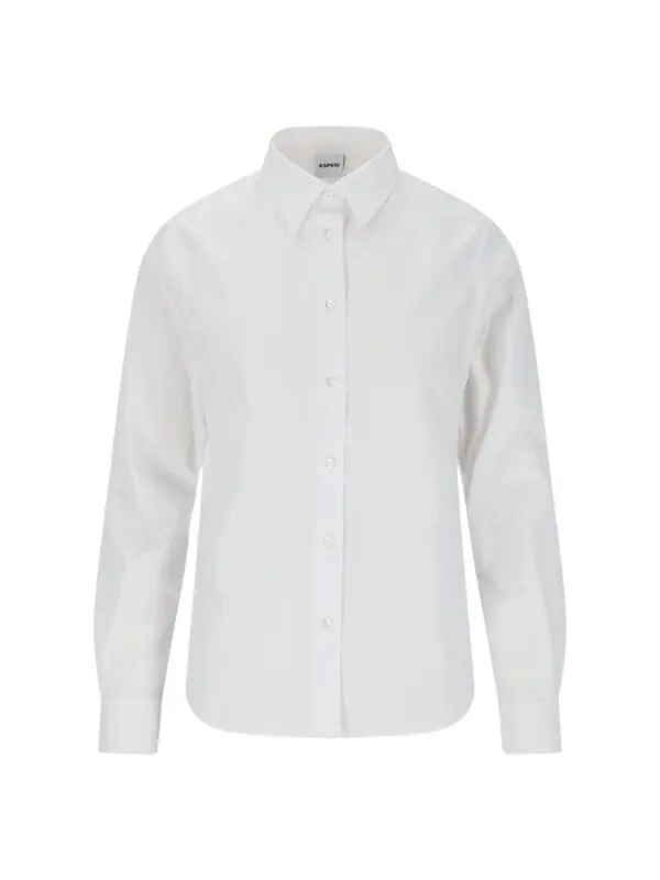 Aspesi 100% Cotton Classic Collar Shirt - White