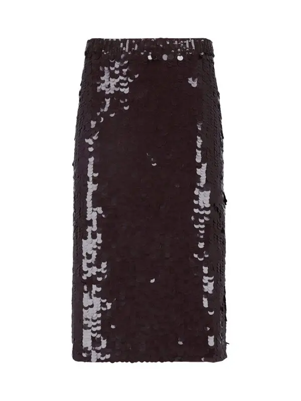 PAROSH Sequin Pencil Skirt - Brown