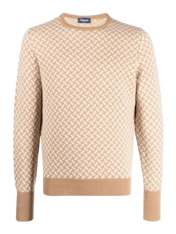 DRUMOHR 100% Cashmere Crewneck Sweater - Beige