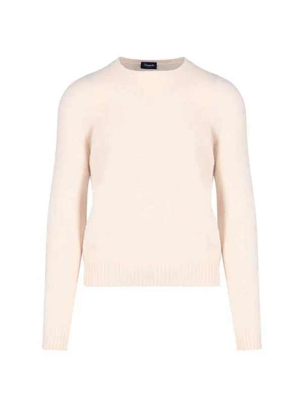 DRUMOHR 100% Lambswool Crewneck Sweater - White