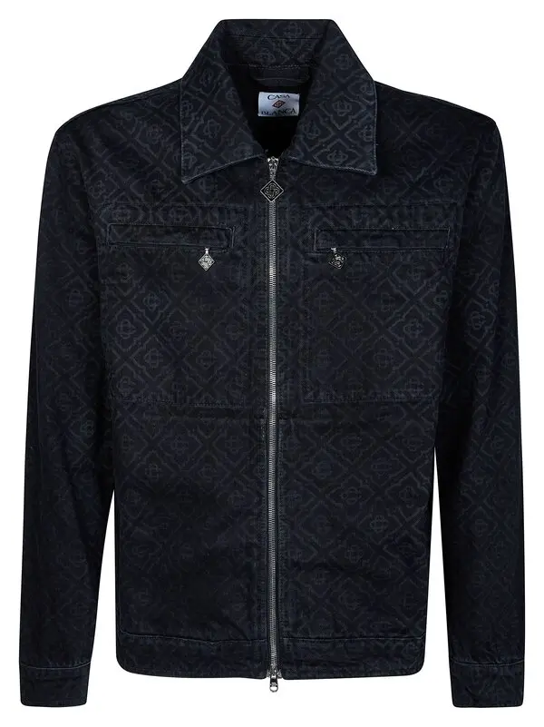 Casablanca Monogrammed Denim Jacket - Nero