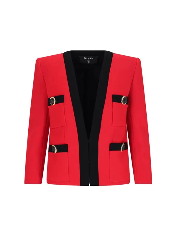 Balmain Tailored Jacket With Button Detail - Red