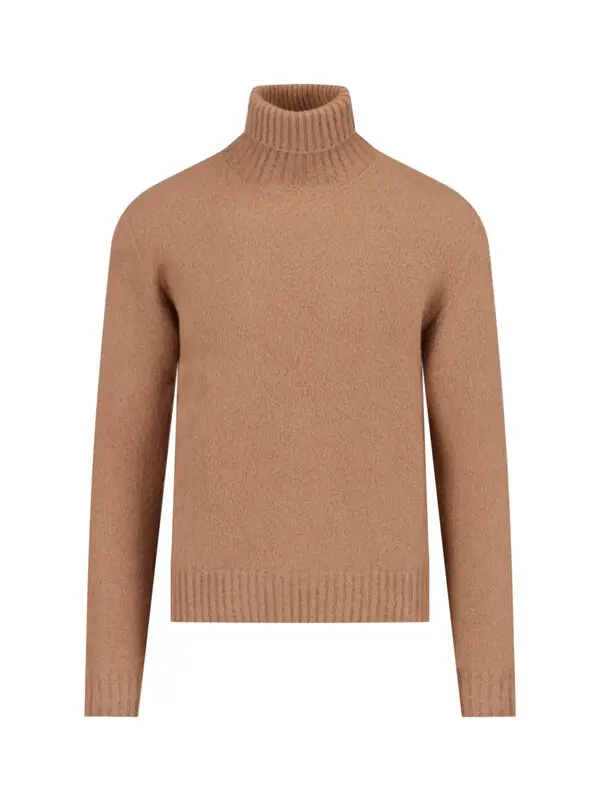 DRUMOHR 100% Lambswool High Neck Pullover - Brown