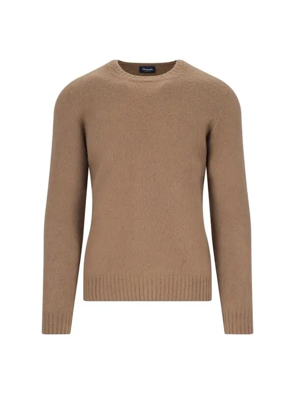 DRUMOHR 100% Lambswool Crewneck Sweater - Brown