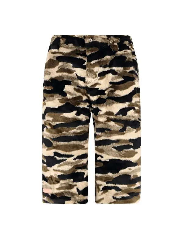 PDF Faux Fur Camouflage Straight-leg Pants