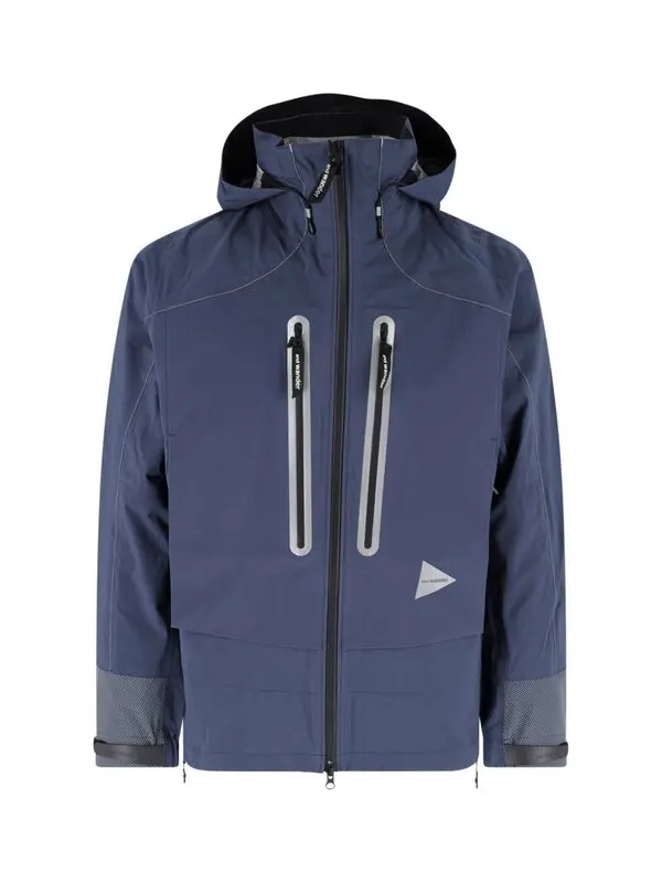 AND WANDER Hooded Technical Shell Jacket - Blue
