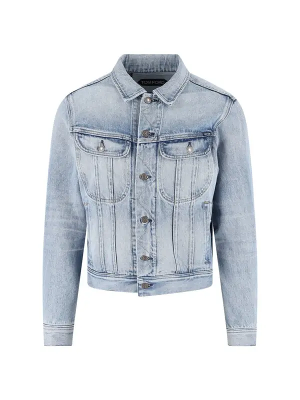 TOM FORD Cotton-lyocell Jacket With Bovine Leather Trim