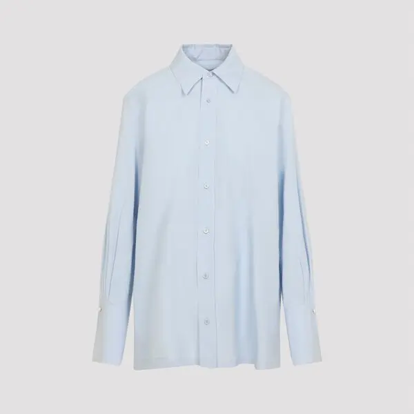 Carven Long Shirt In Light Cotton Poplin - Blue