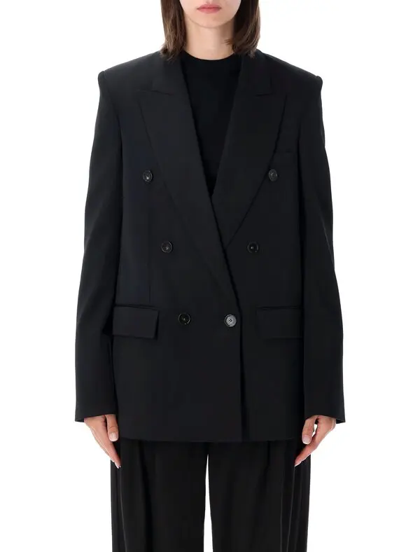 Stella McCartney Oversized Double-breasted Wool Blazer With Peak Lapels - Nero