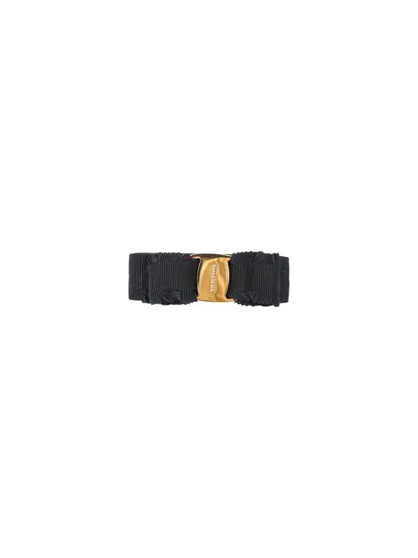 FERRAGAMO Ribbed Fabric Clasp Bracelet With Gold Tone Accent - Black