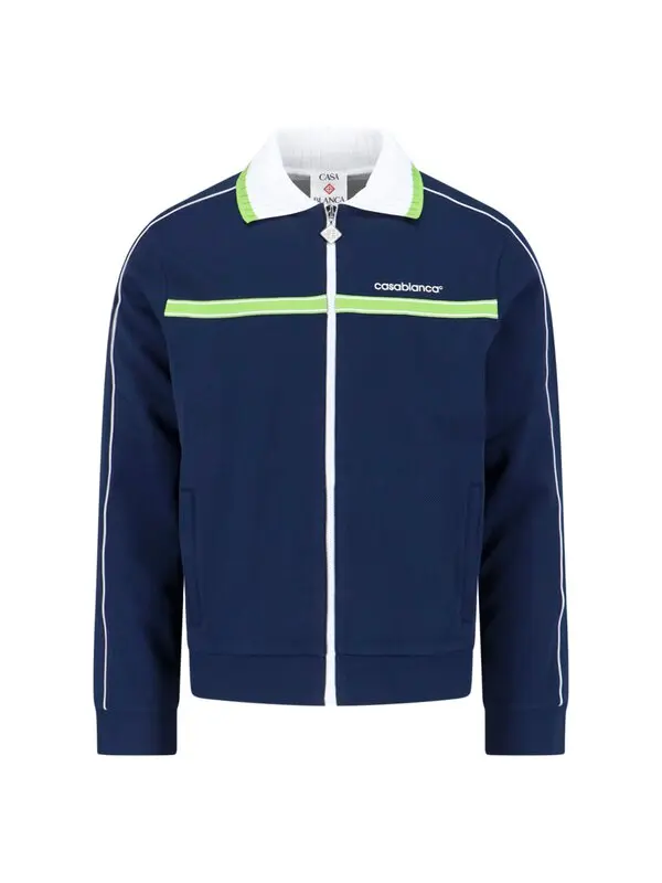 Casablanca Embroidered Zip-up Track Jacket With Contrast Piping