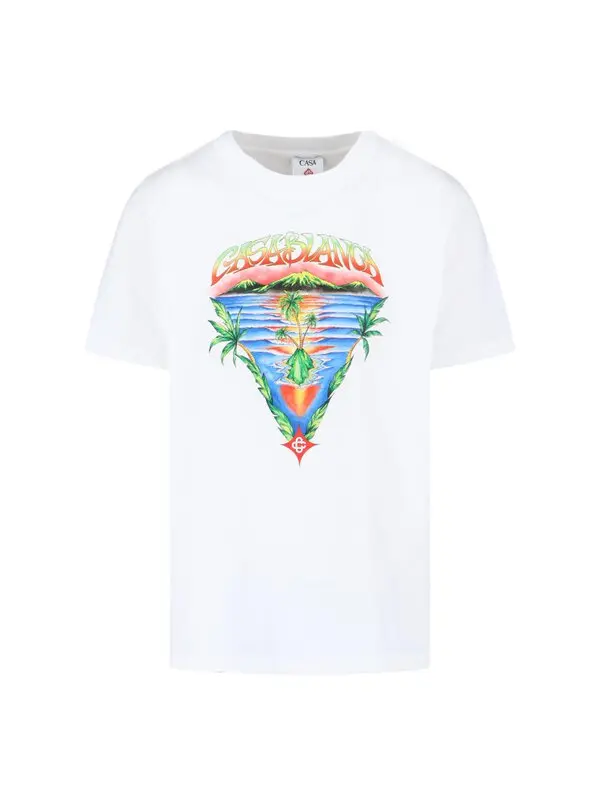 Casablanca Organic Cotton Triangle-emblem T-shirt For - White