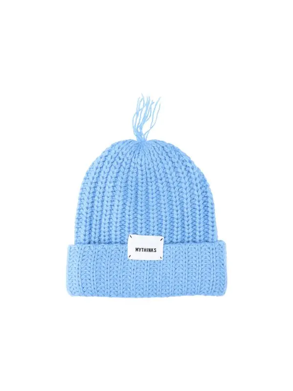 MYTHINKS Wool-acrylic Ribbed Knit Beanie - Blue